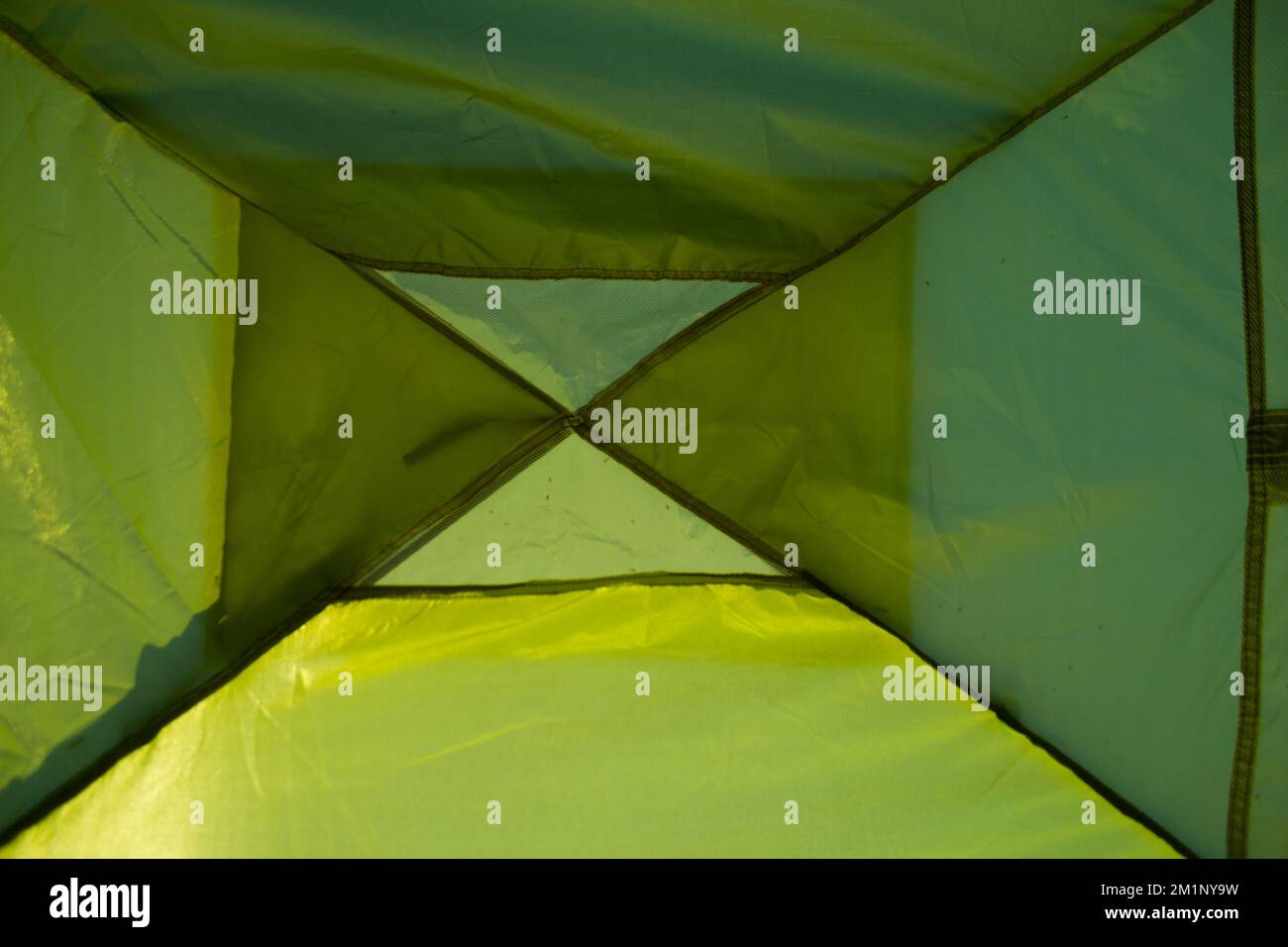 Inside camp tent. Tent's ceiling Stock Photo - Alamy