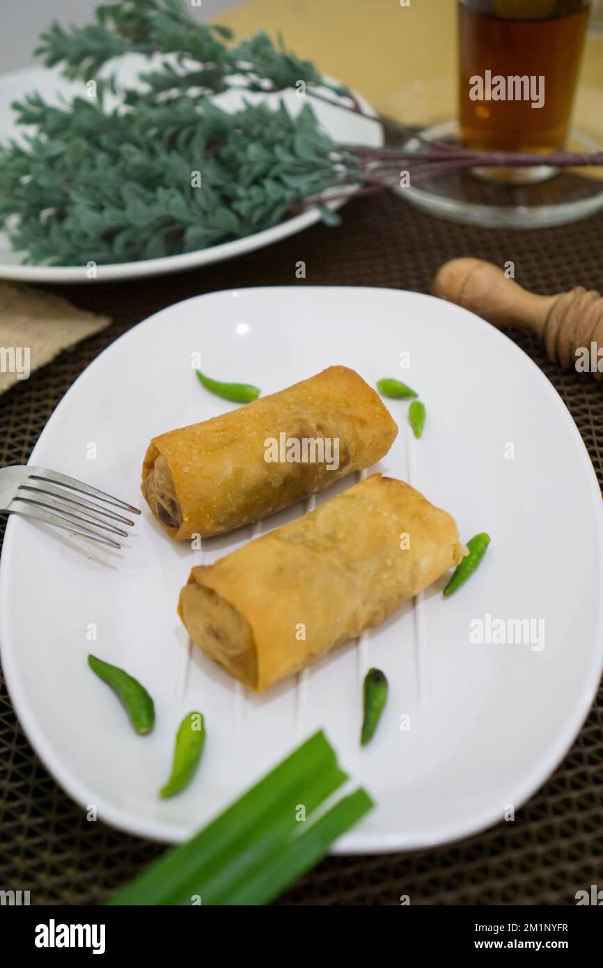 Rougut, lumpia and risol smoked beef, Indonesian Traditional Food on ...