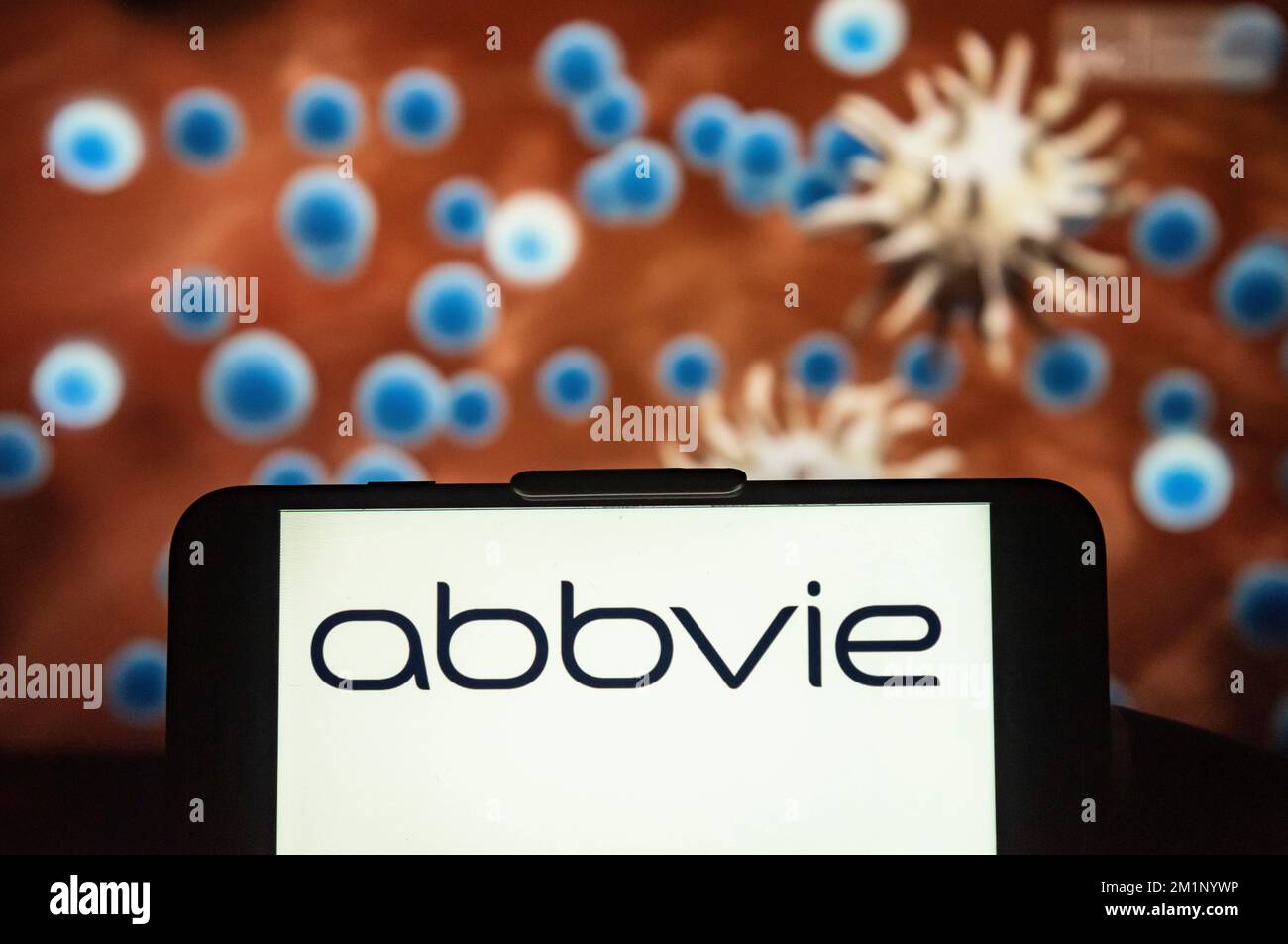 India. 13th Dec, 2022. In this photo illustration, the logo of AbbVie is seen displayed on a ...