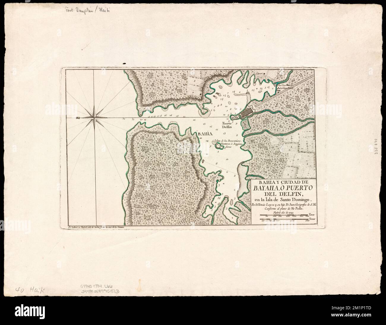 Bahía y ciudad de Bayaha, o Puerto del Delfin, en la Isla de Santo ...