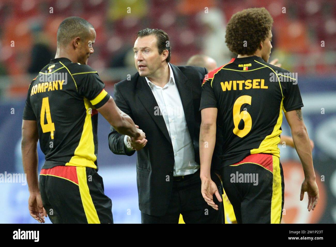 Belgium's captain Vincent Kompany (left), Belgium's head coach Marc ...