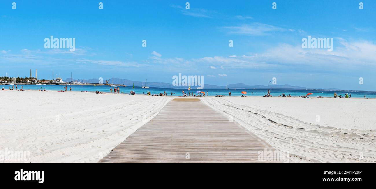 Alcudia beach mallorca Spain June 2022 Beautiful wide angle photo of ...