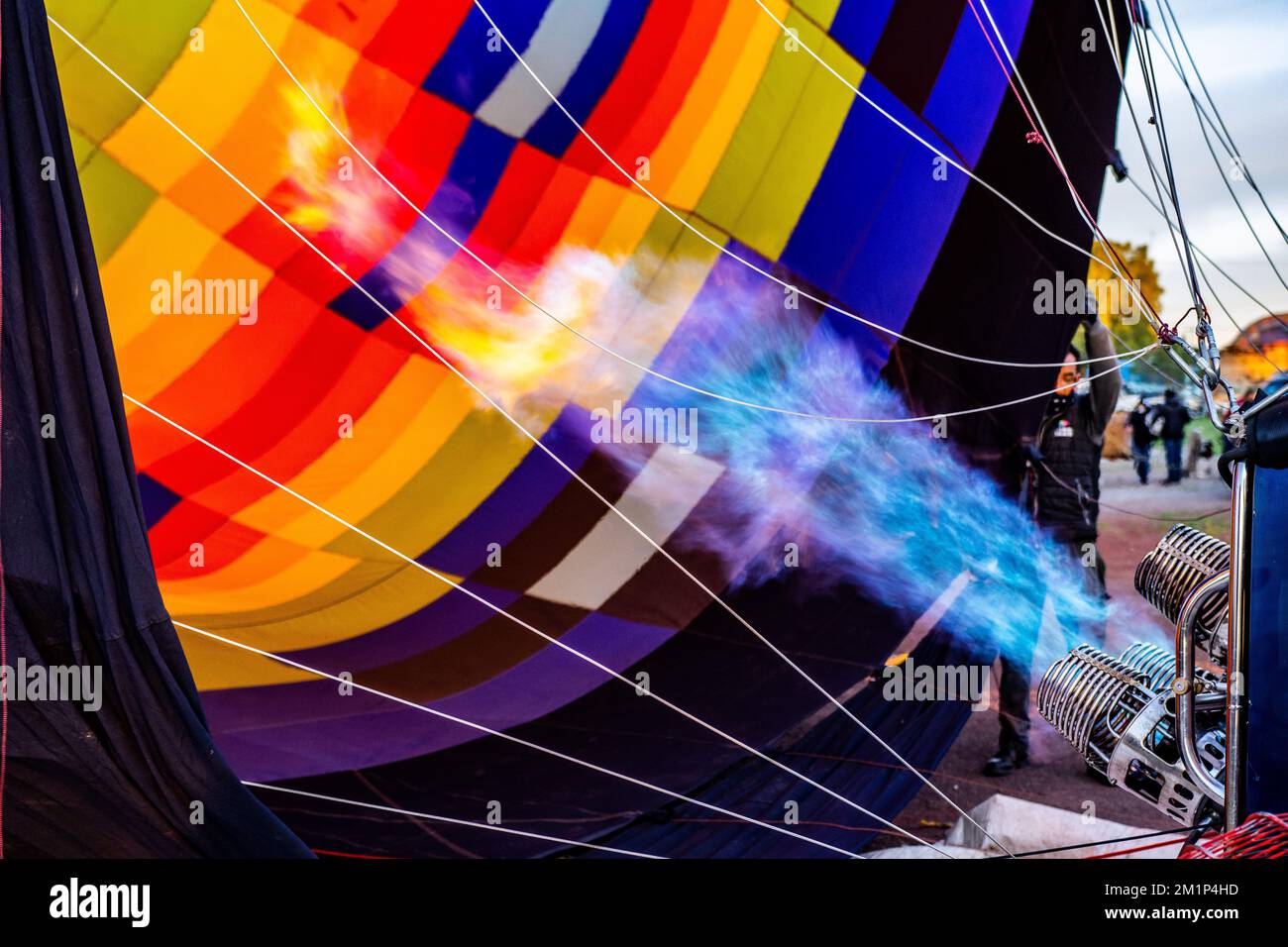 A process of inflation and preparation of hot air balloon Stock Photo ...