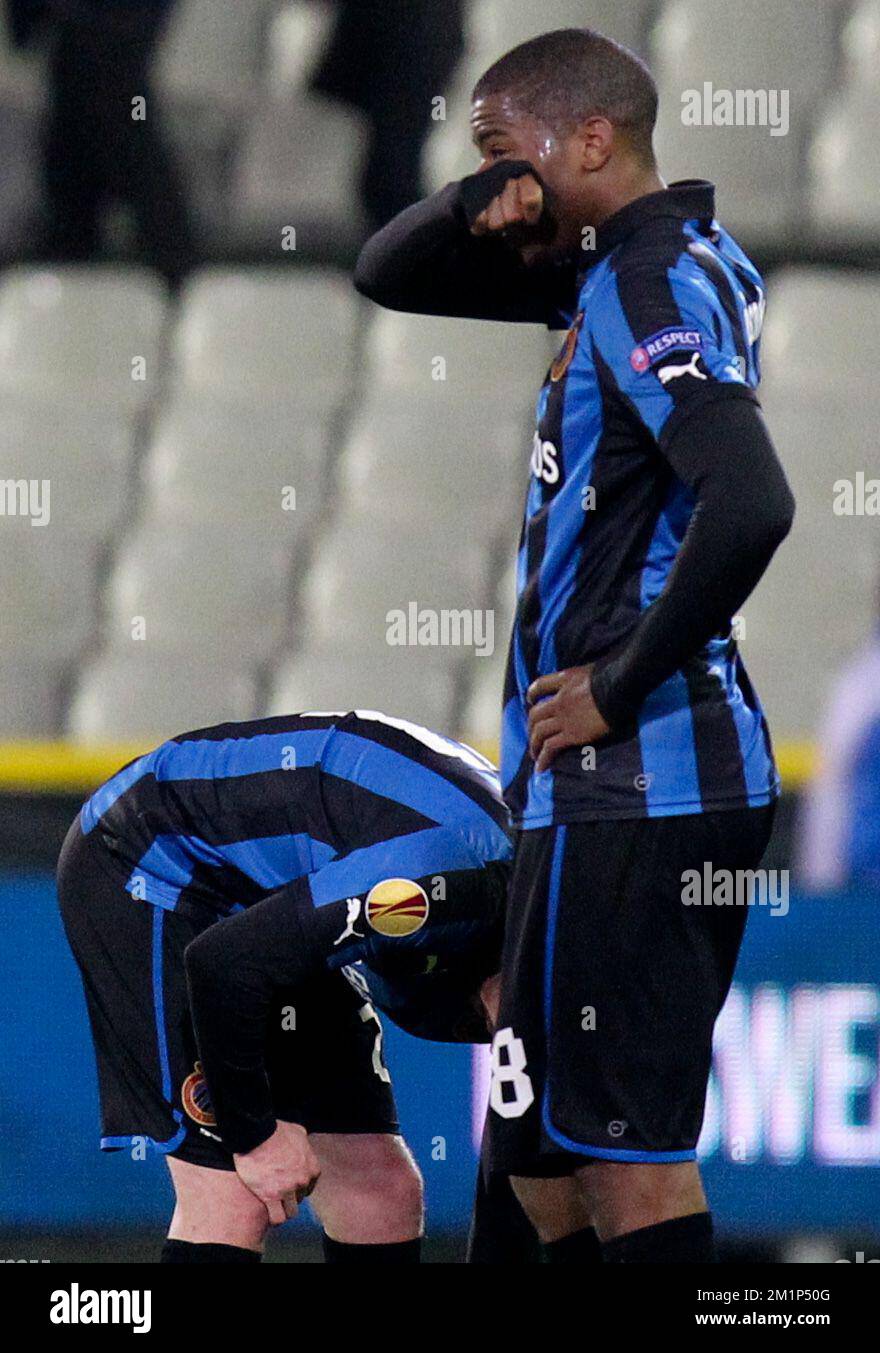20121122 - BRUGGE, BELGIUM: Club's Ryan Donk looks dejected after the ...