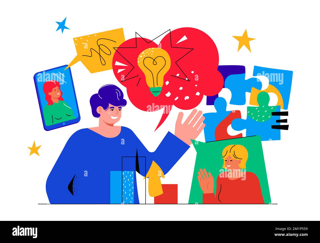 Communication at a distance - modern colorful flat design style illustration Stock Vector Image ...