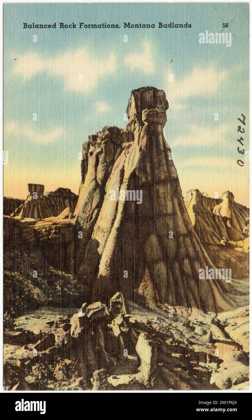 Balanced rock formations, Montana Badlands , Tichnor Brothers ...