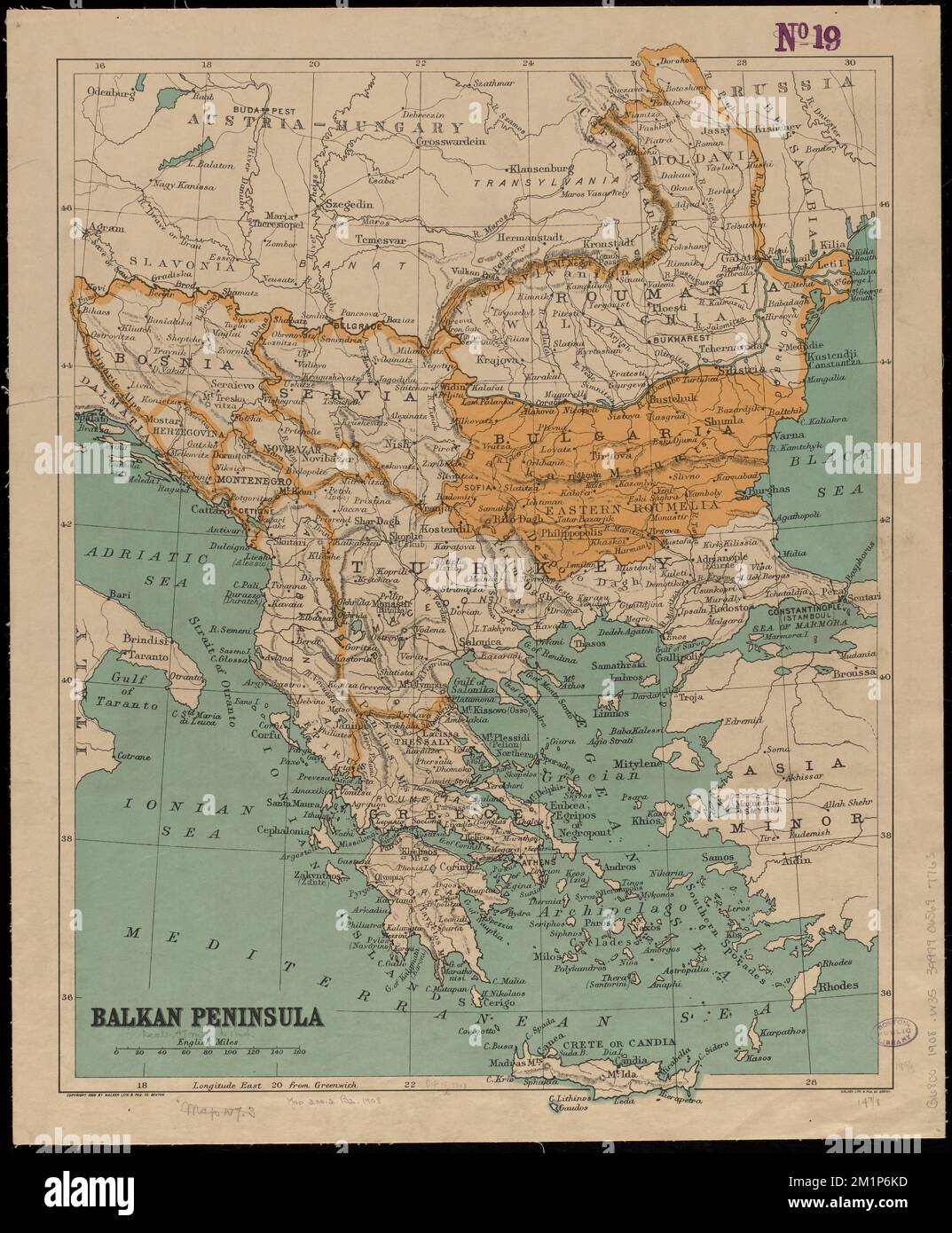 Balkan peninsula , Balkan Peninsula, Maps Norman B. Leventhal Map Center Collection Stock Photo ...