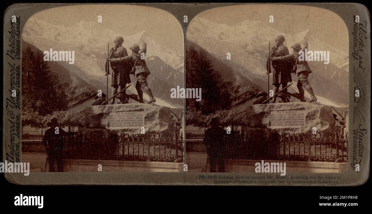 Balmat, the first to ascend Mt. Blanc, pointing out his route to Saussure, Chamonix , Public ...