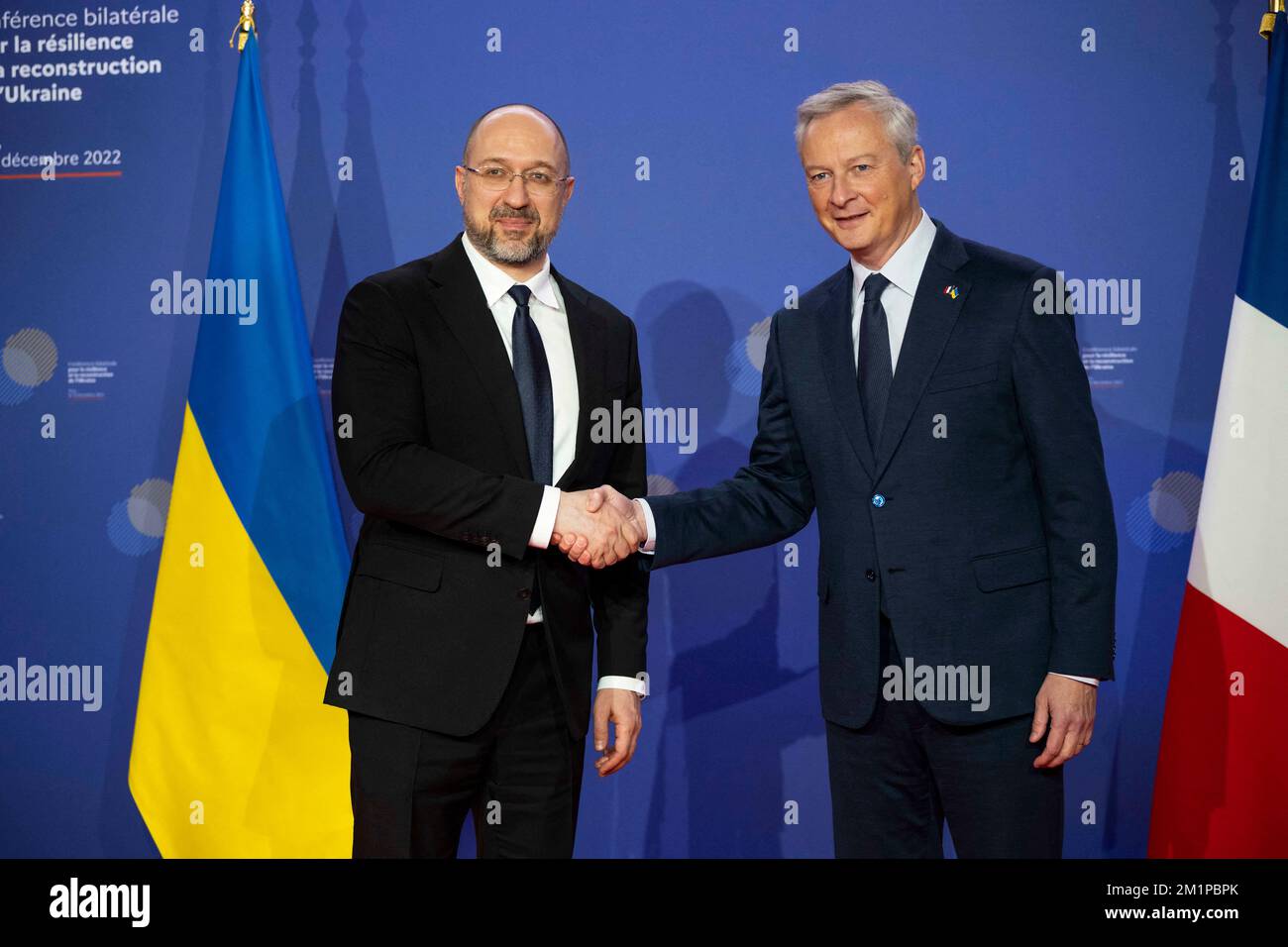 Ukrainian Prime Minister Denys Shmyhal (L) and French Minister for the ...