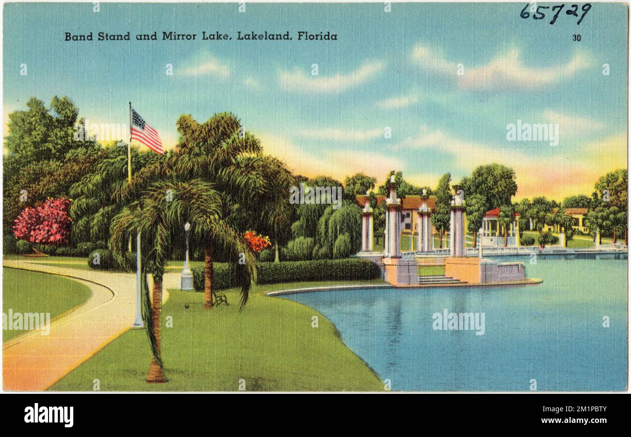 Band stand and landing, on Lake Mirror, Lakeland, Florida , Lakes ...