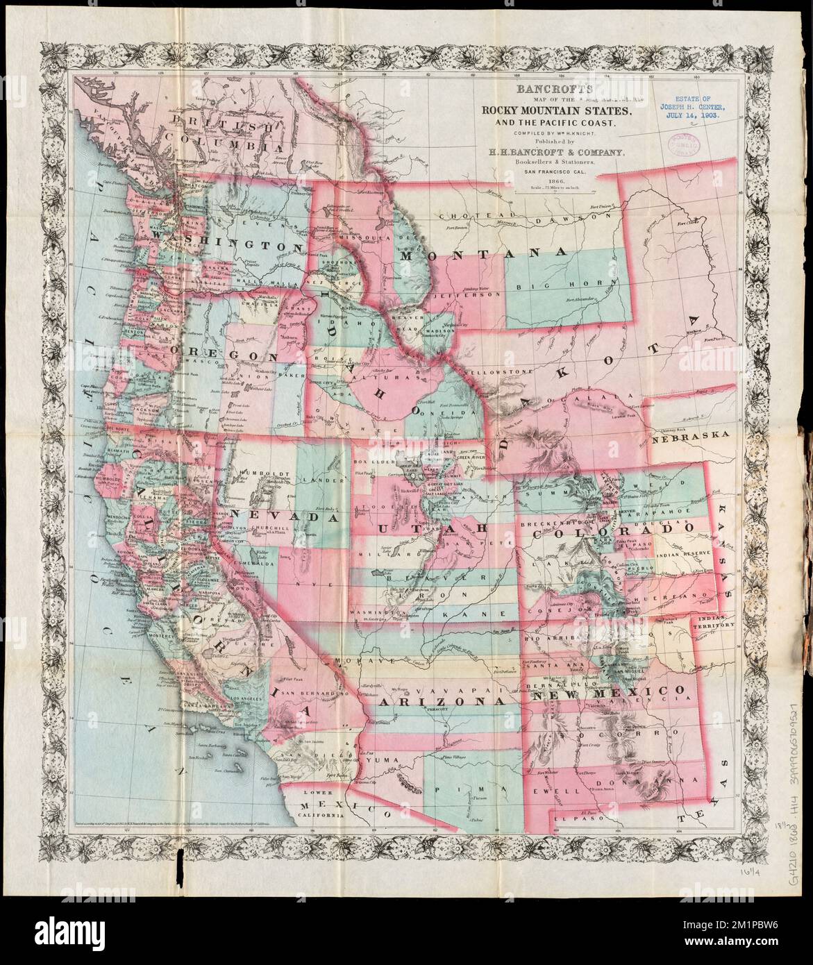 Bancroft's map of the Rocky Mountain states, and the Pacific coast ...