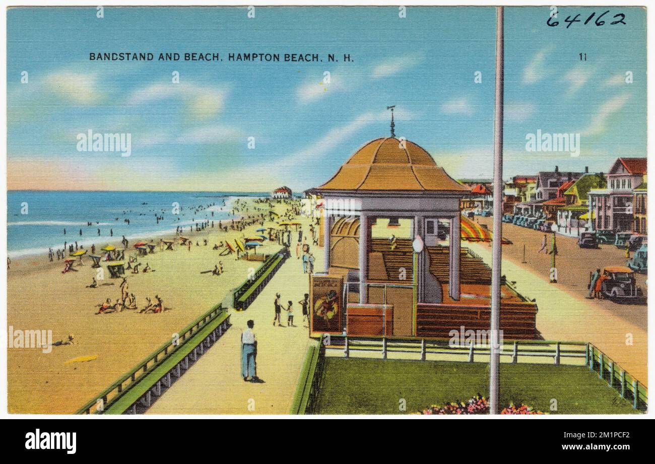 Bandstand and beach, Hampton Beach, N.H. , Boardwalks, Beaches, Tichnor ...