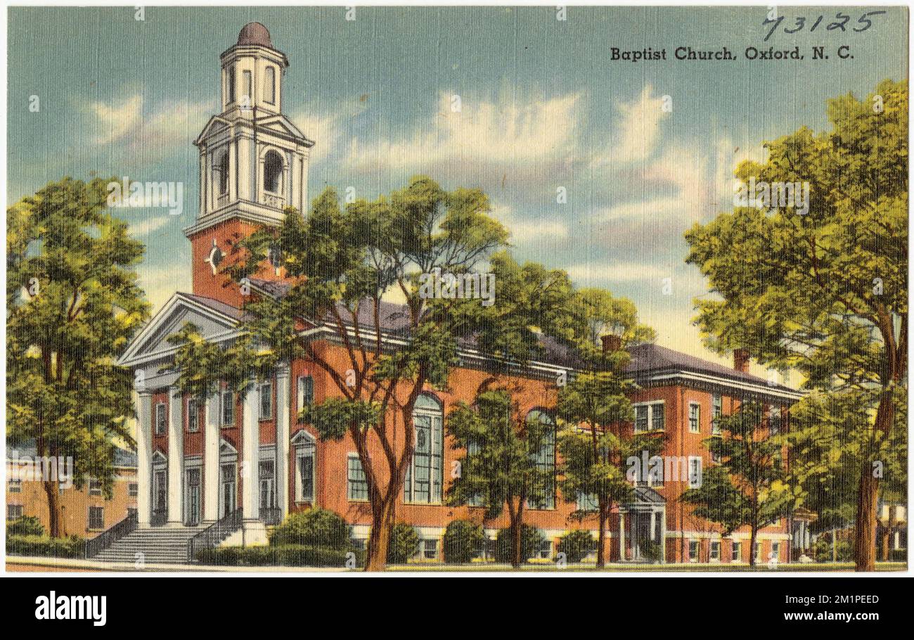 Baptist Church, Oxford, N. C. , Churches, Tichnor Brothers Collection, postcards of the United ...