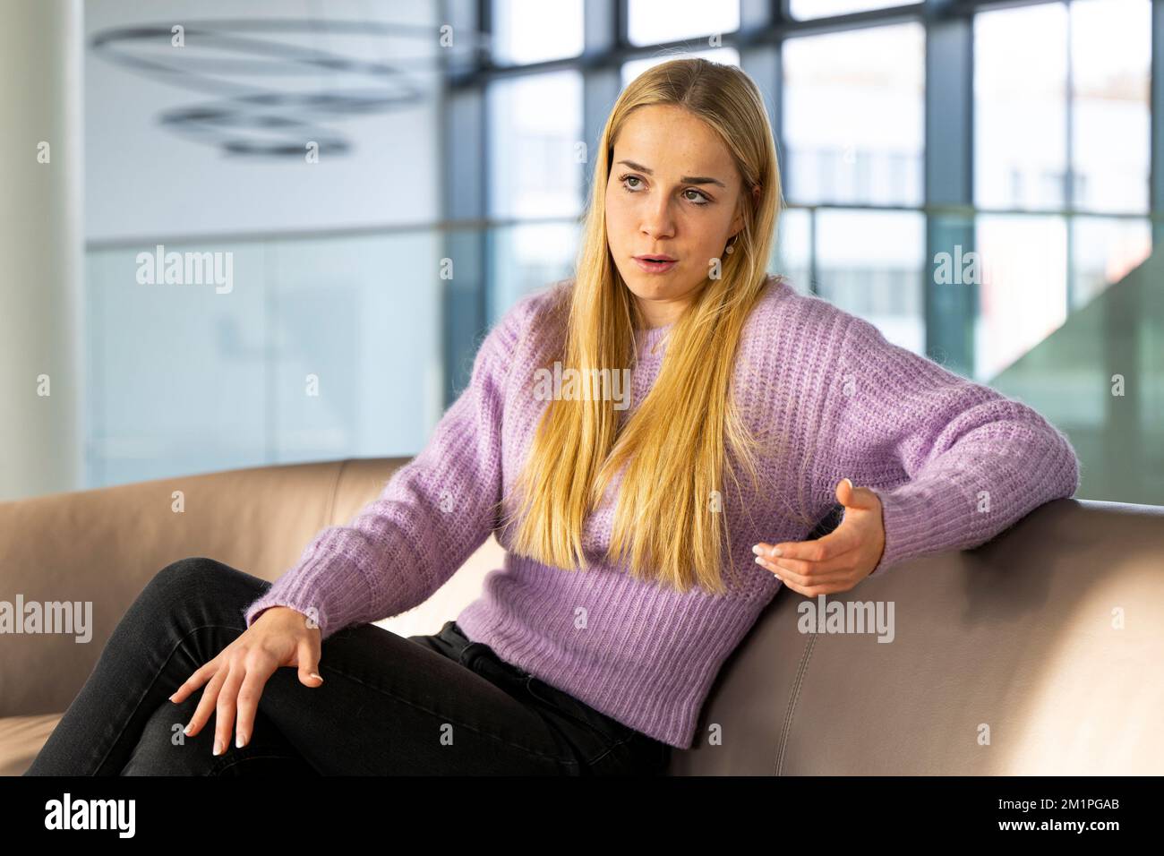 Munich, Germany. 13th Dec, 2022. National soccer player Giulia Gwinn ...