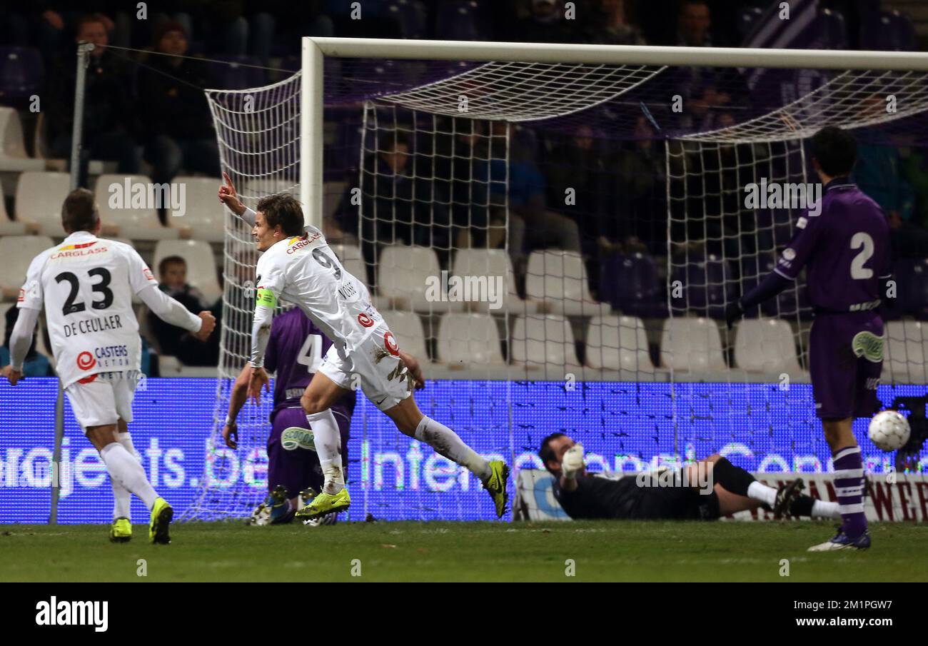 20130209 - ANTWERP, BELGIUM: Genk's Jelle Vossen celebrates after ...