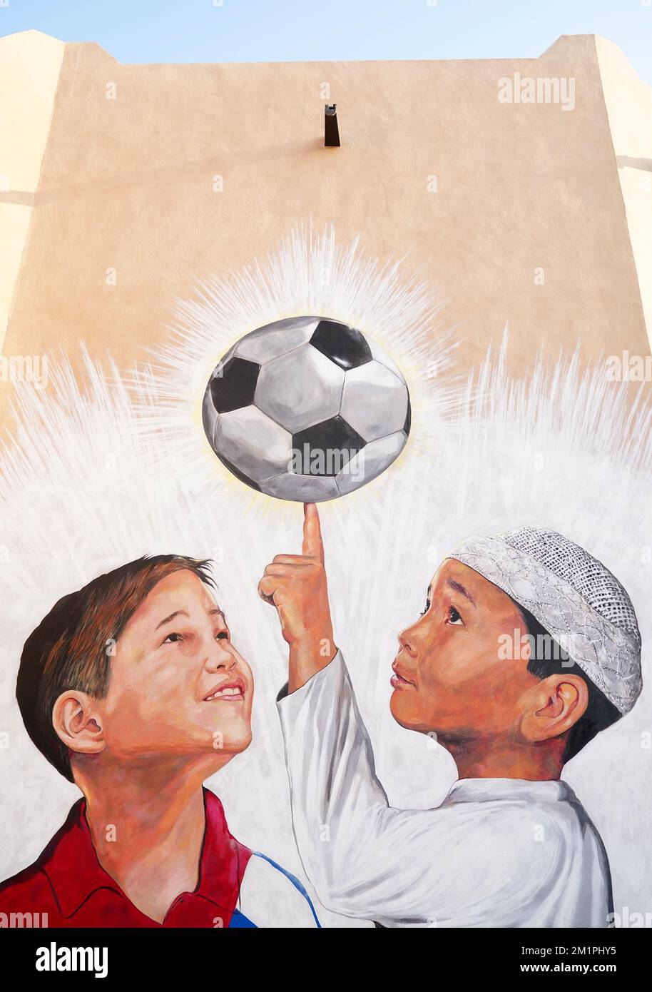 A general view of the "Friends, Qatar and Cuba" mural by Michele Lopez ...