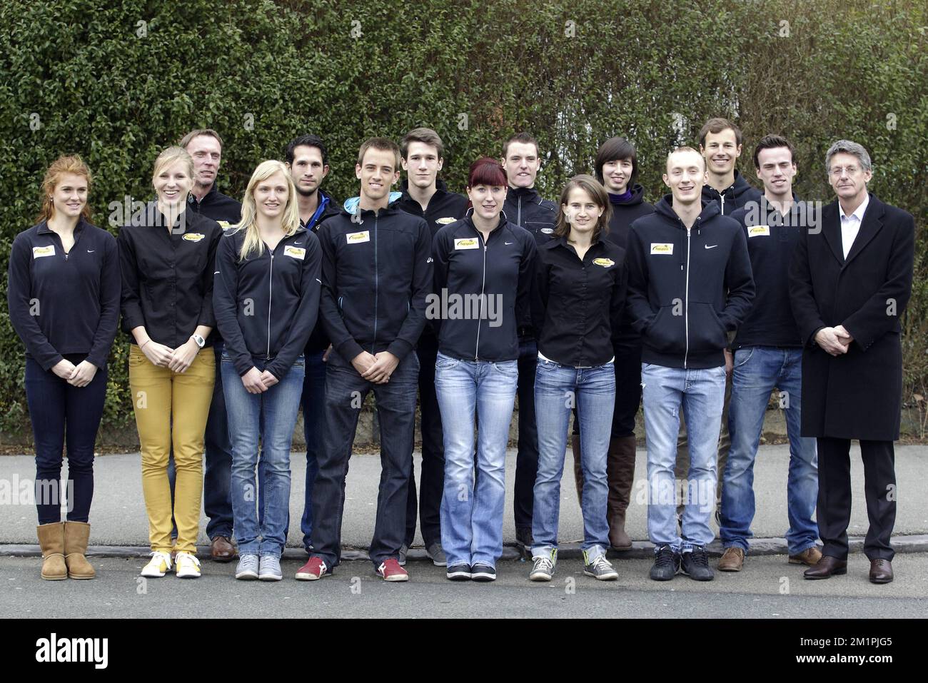 20130216 - BRUSSELS, BELGIUM: L-R, Belgian athlete Axelle Dauwens ...