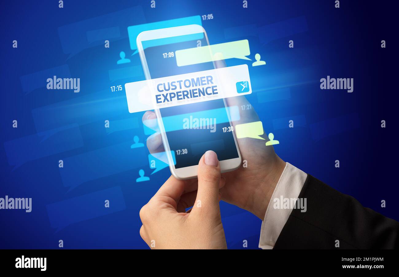 Hand using smartphone with social media concept Stock Photo - Alamy