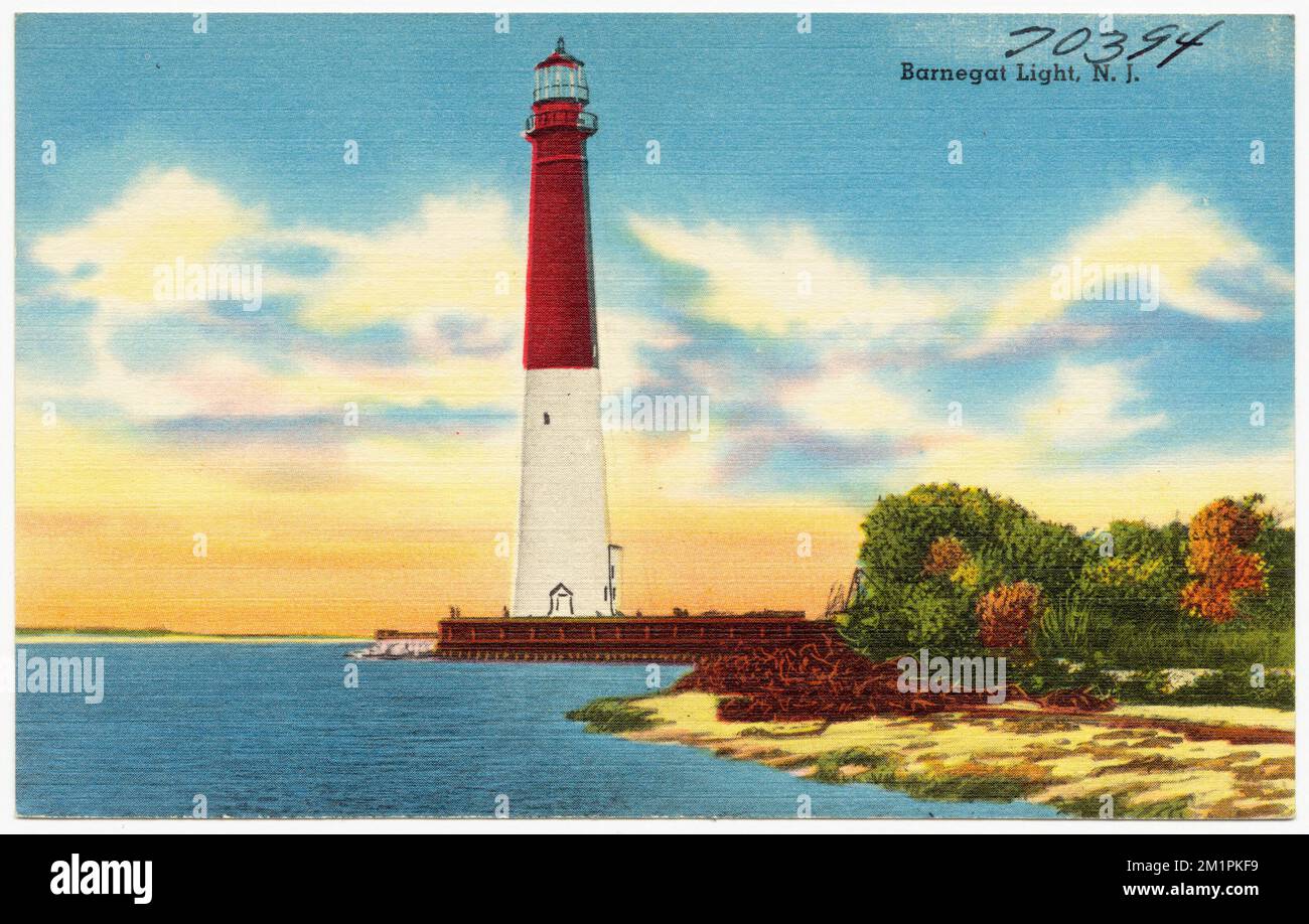 Barnegat Light, N. J. , Lighthouses, Beaches, Tichnor Brothers ...