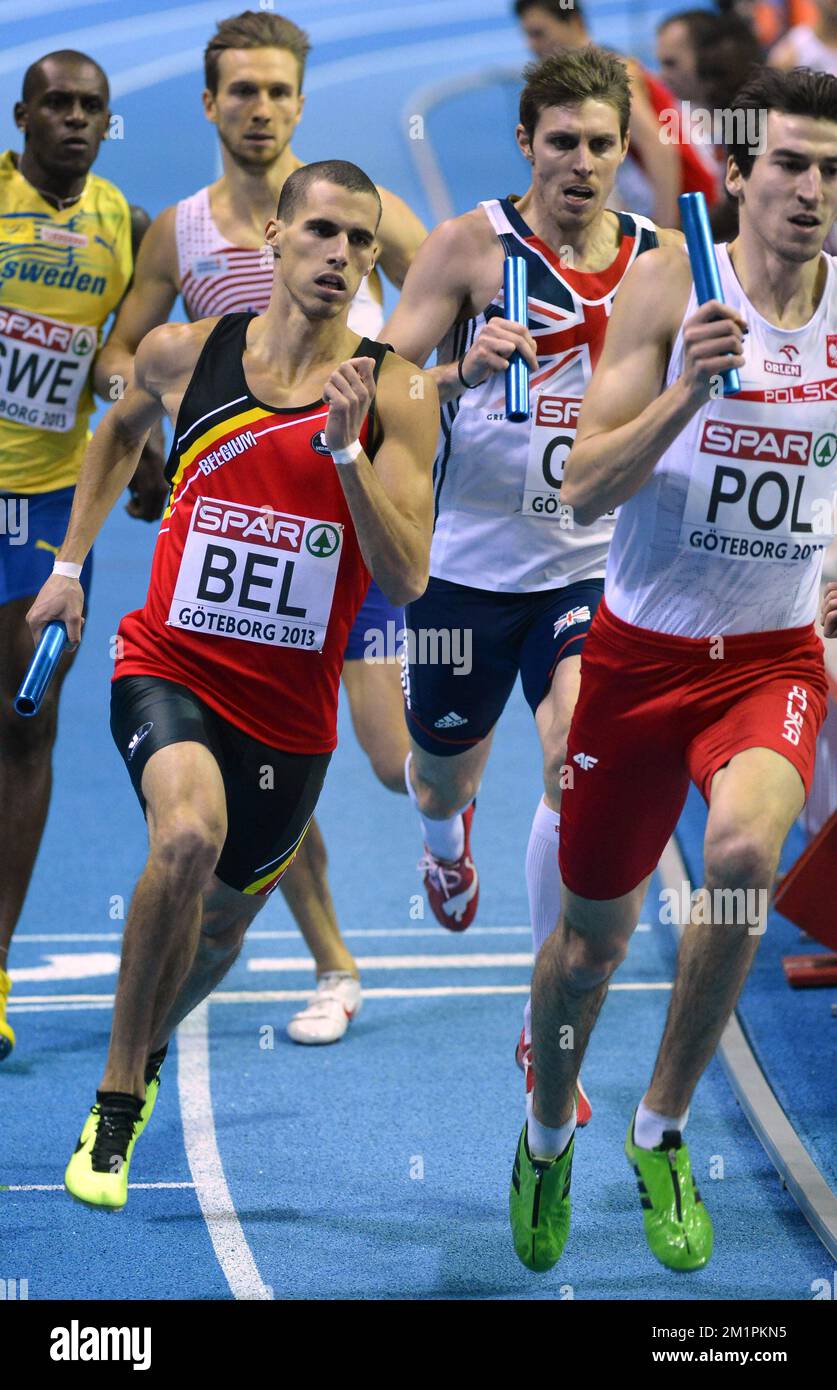 20130302 - GOTEBORG, SWEDEN: Belgian athlete Kevin Borlee (C L ...