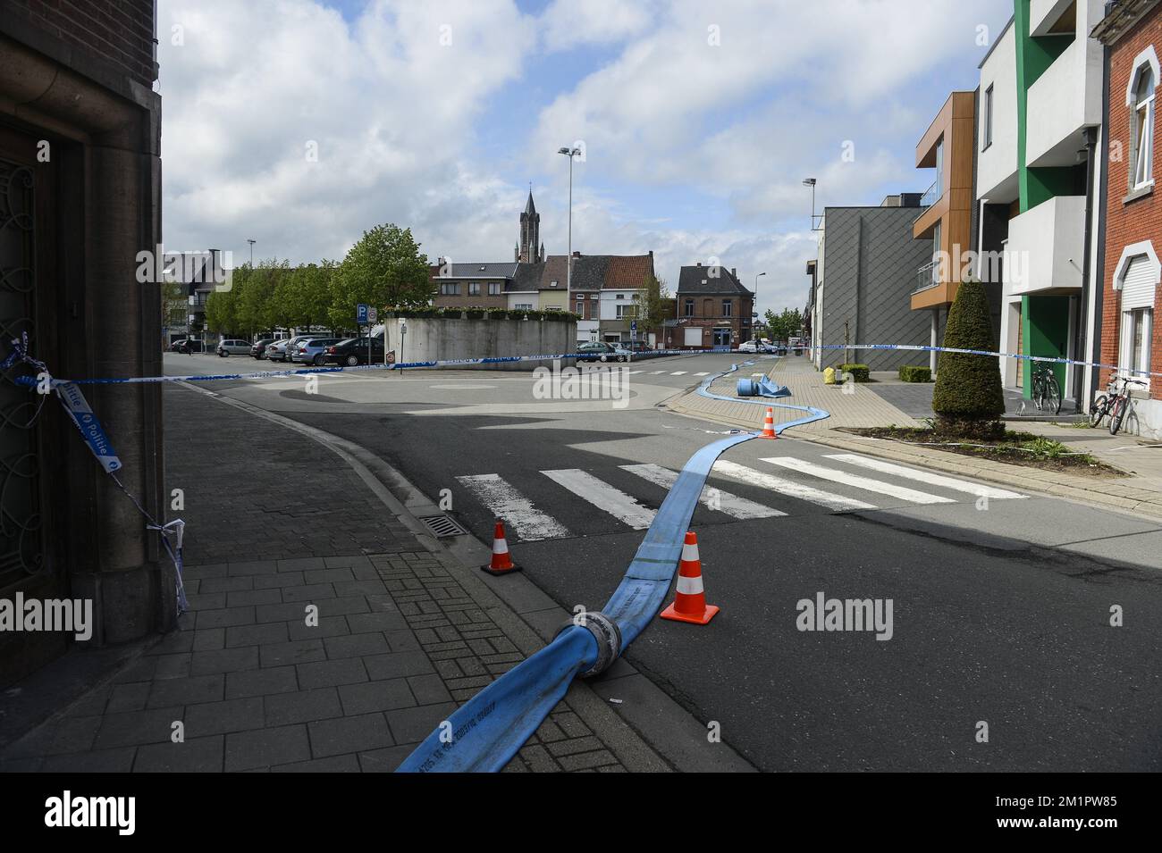 Illustration picture shows a street blocked by a police cordon in ...