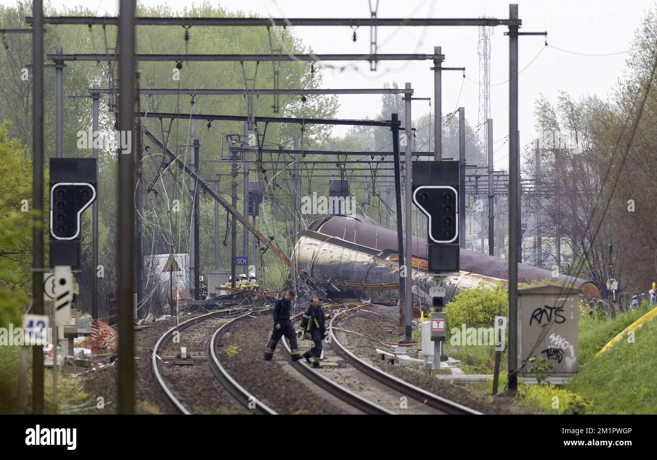Illustration picture shows the wrecked train in Wetteren, Saturday 11 ...