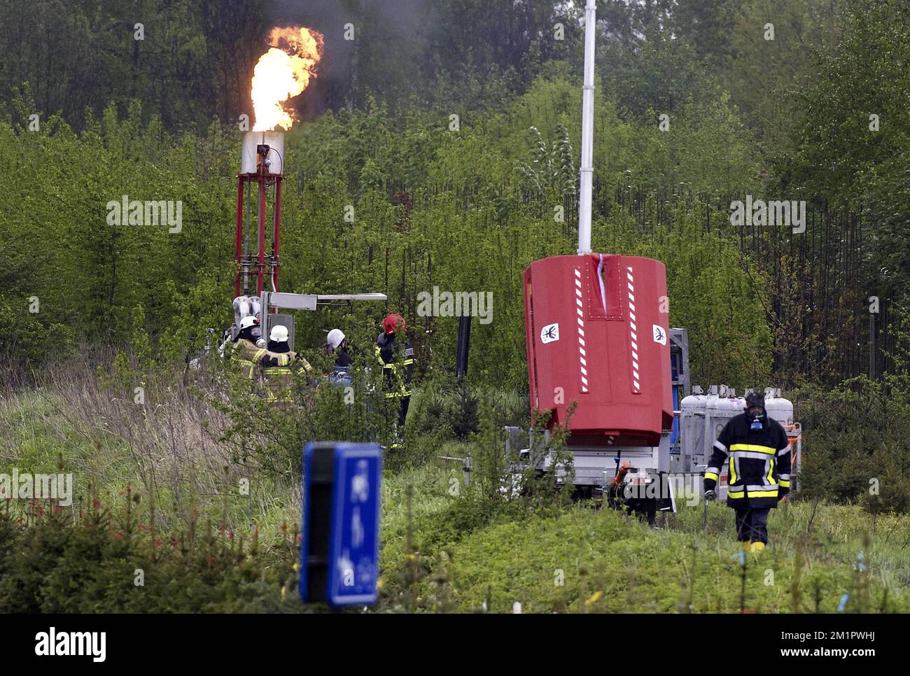 Illustration picture shows the flame from a gas container after it was ...