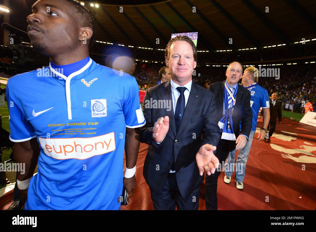 Genk's head coach Mario Been celebrates as Genk won 2-0 the final of ...