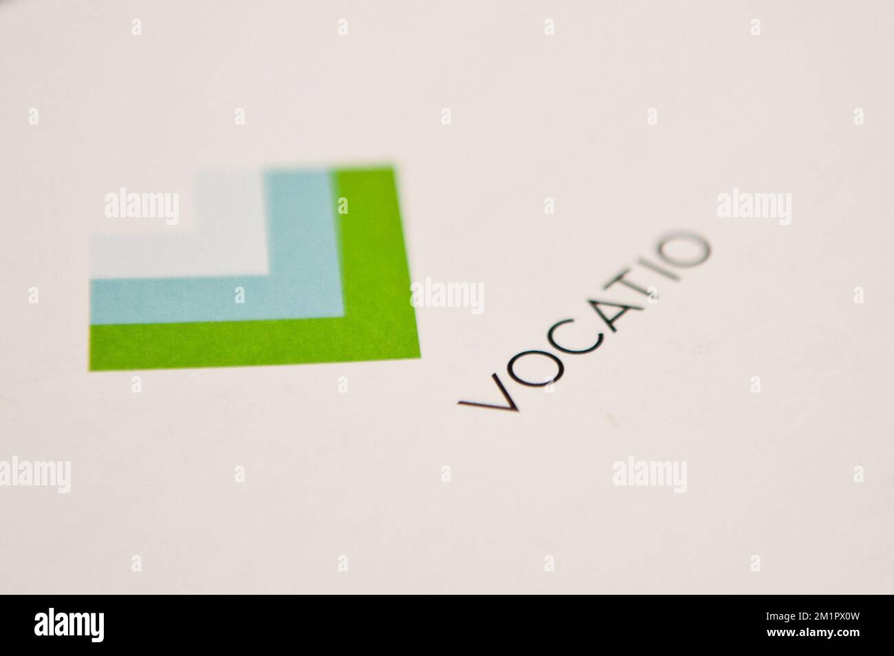 Illustration picture shows vocatio logo during a press conference ...