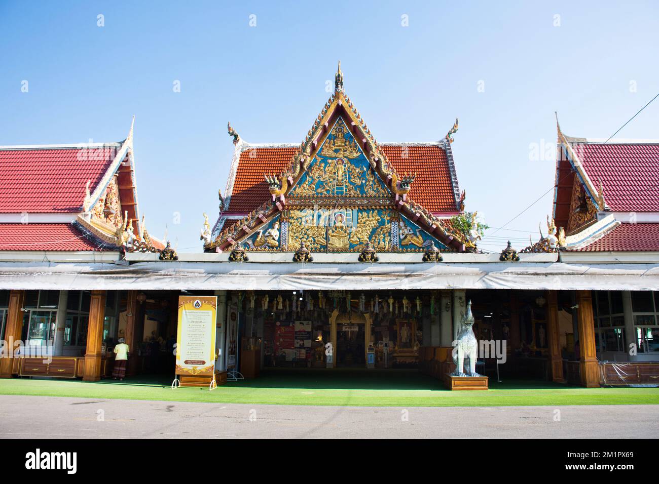 Ancient building church or antique ubosot of Wat Rai khing temple for ...