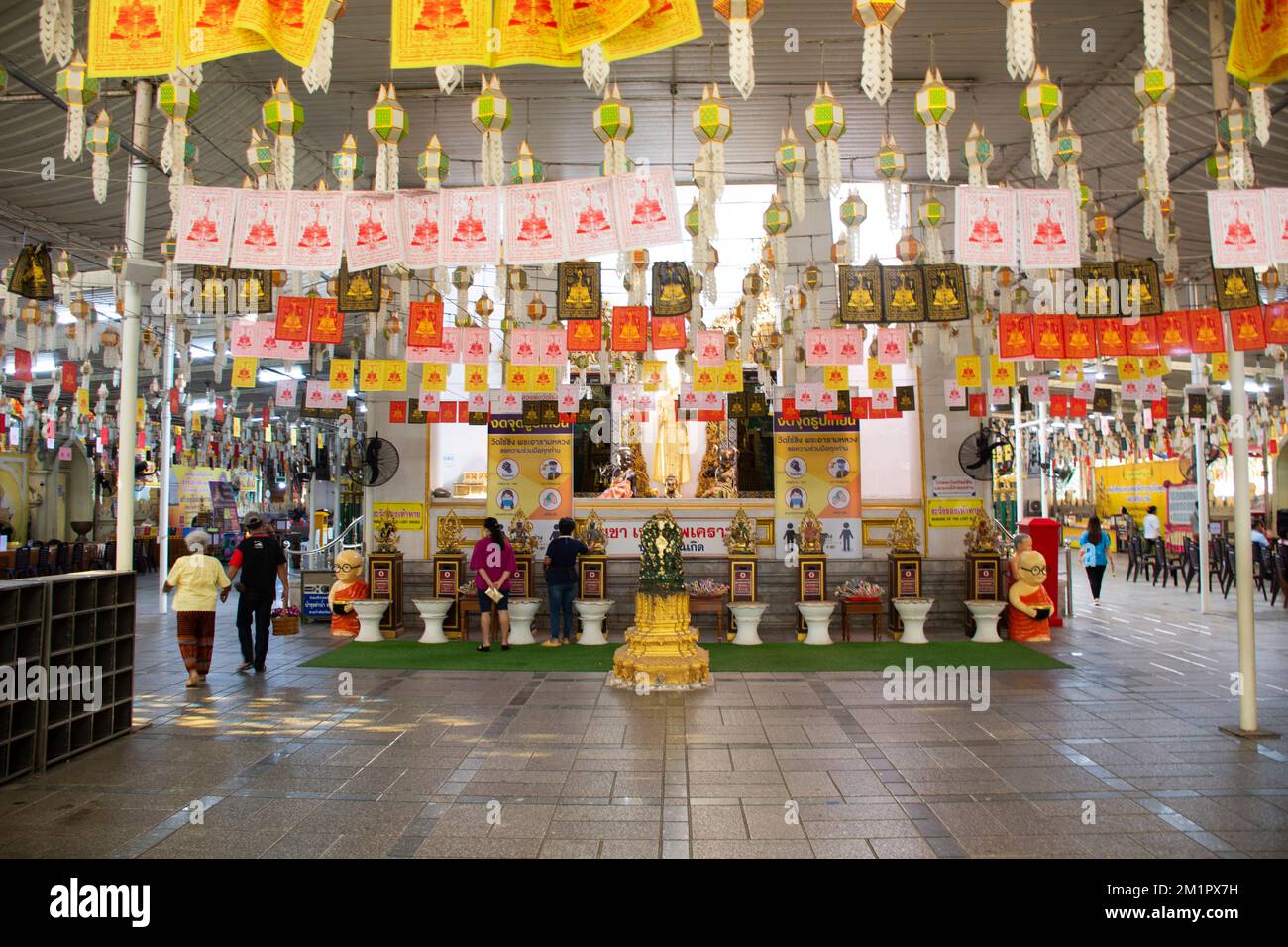 Thai people travel visit and respect praying ancient buddha god and ...