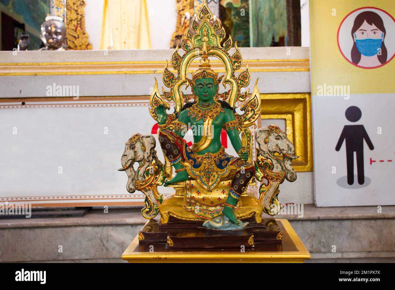 Green ancient angel deity lord statue of wednesday for thai people ...
