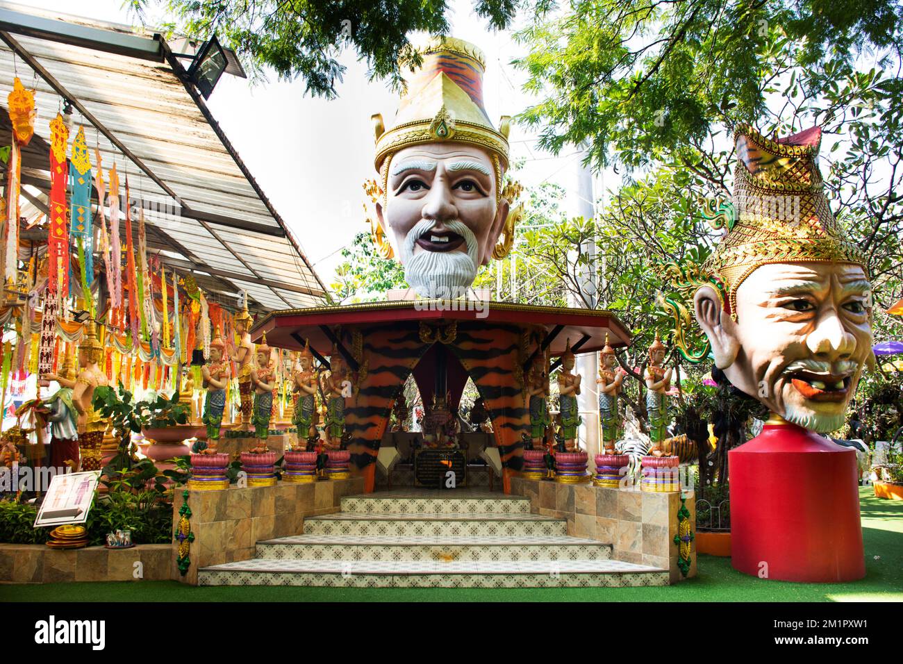 Ancient hermit or antique ruin eremite statues for thai people travel ...