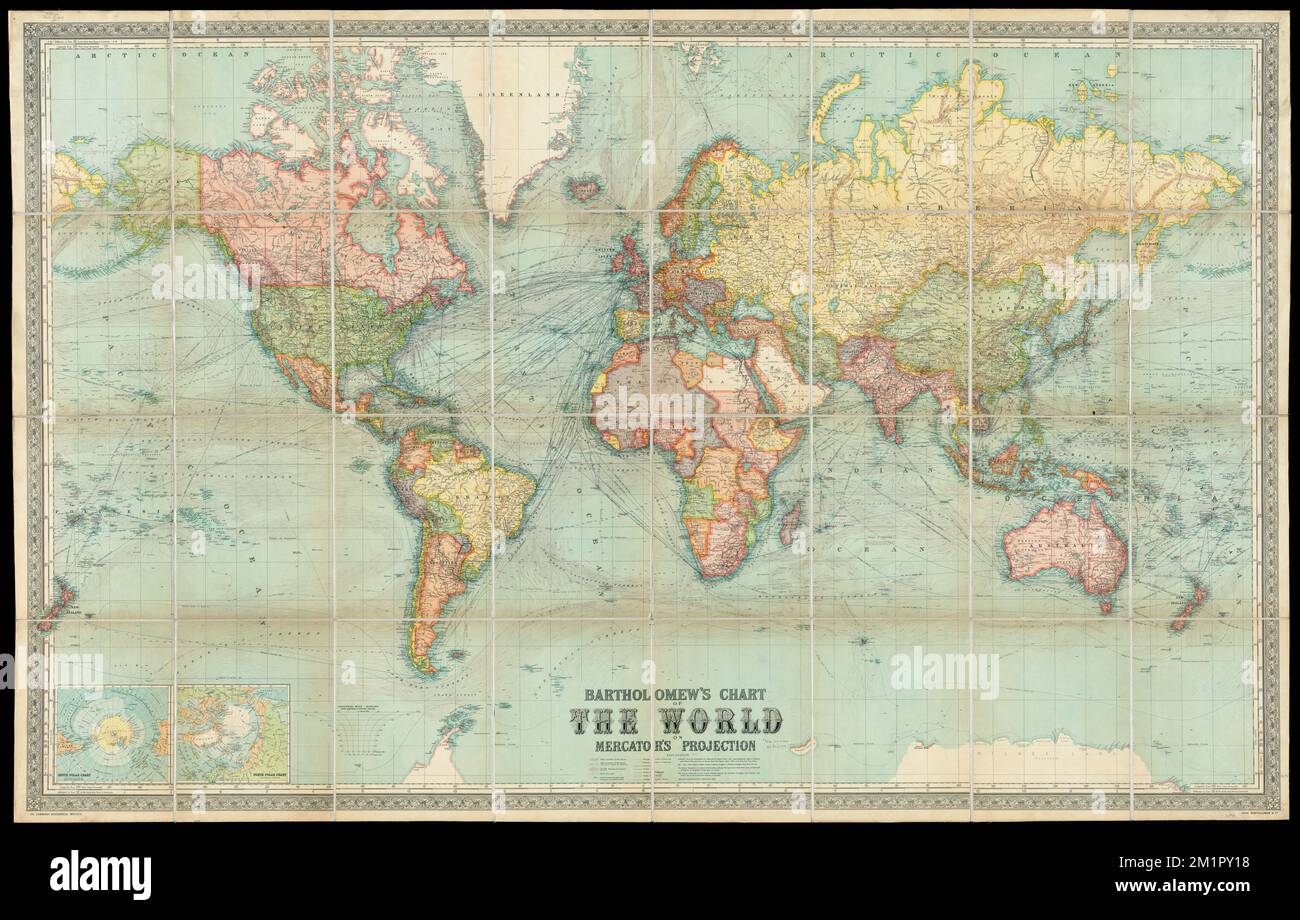Bartholomew's chart of the world on Mercator's projection , World maps ...