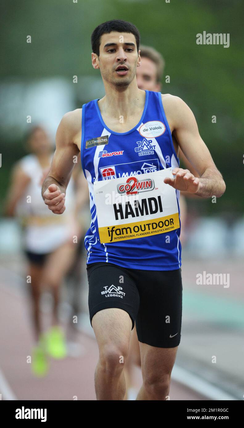Belgian Ali Hamdi pictured after the men's 1500m at the 4th IFAM outdoor meeting athletics in ...