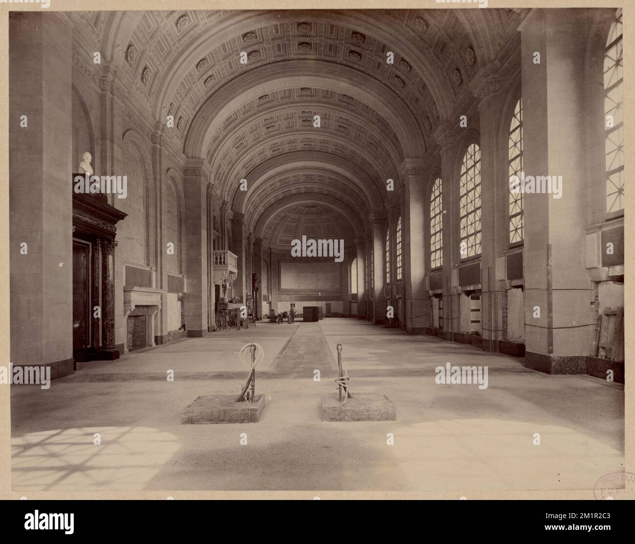Bates Hall looking South to North, construction of the McKim Building ...