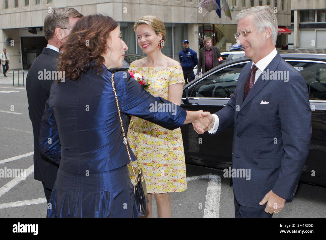 Croatia's Ambassador to Belgium Mario Nobilo, an unidentified woman ...
