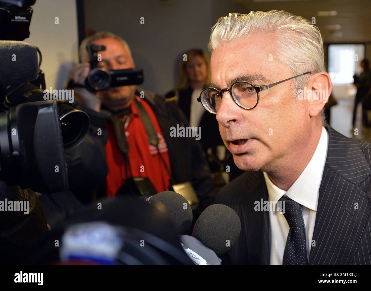 Lawyer Alain De Jonge, defending Delphine Boel, talks to the press at ...