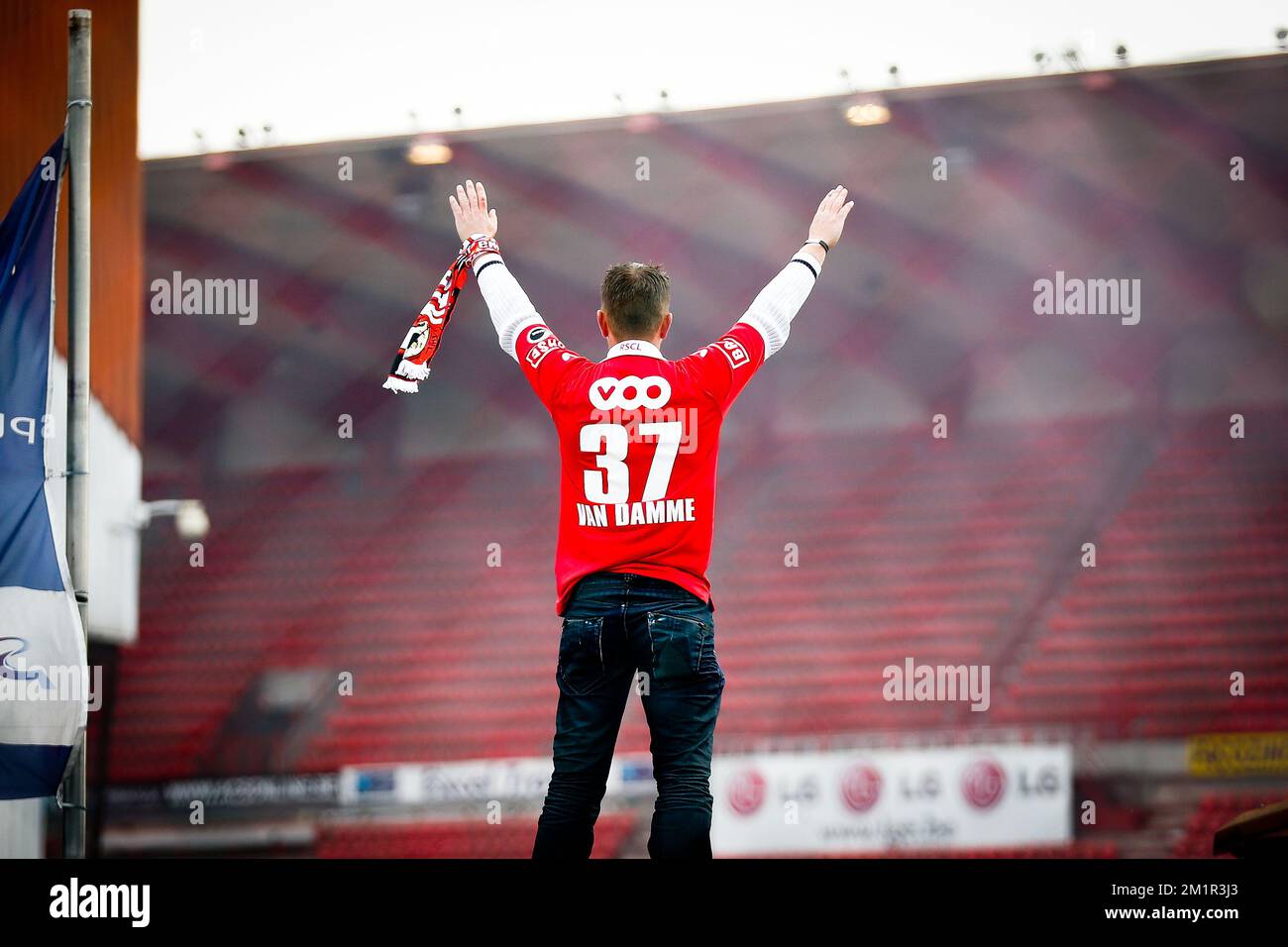 Illustration picture shows a protest by Belgian first division soccer ...