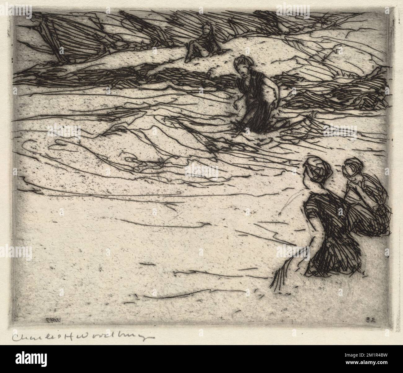 Bathers in Narrow Cove II , Sitting, Wading, Bays Bodies of water ...