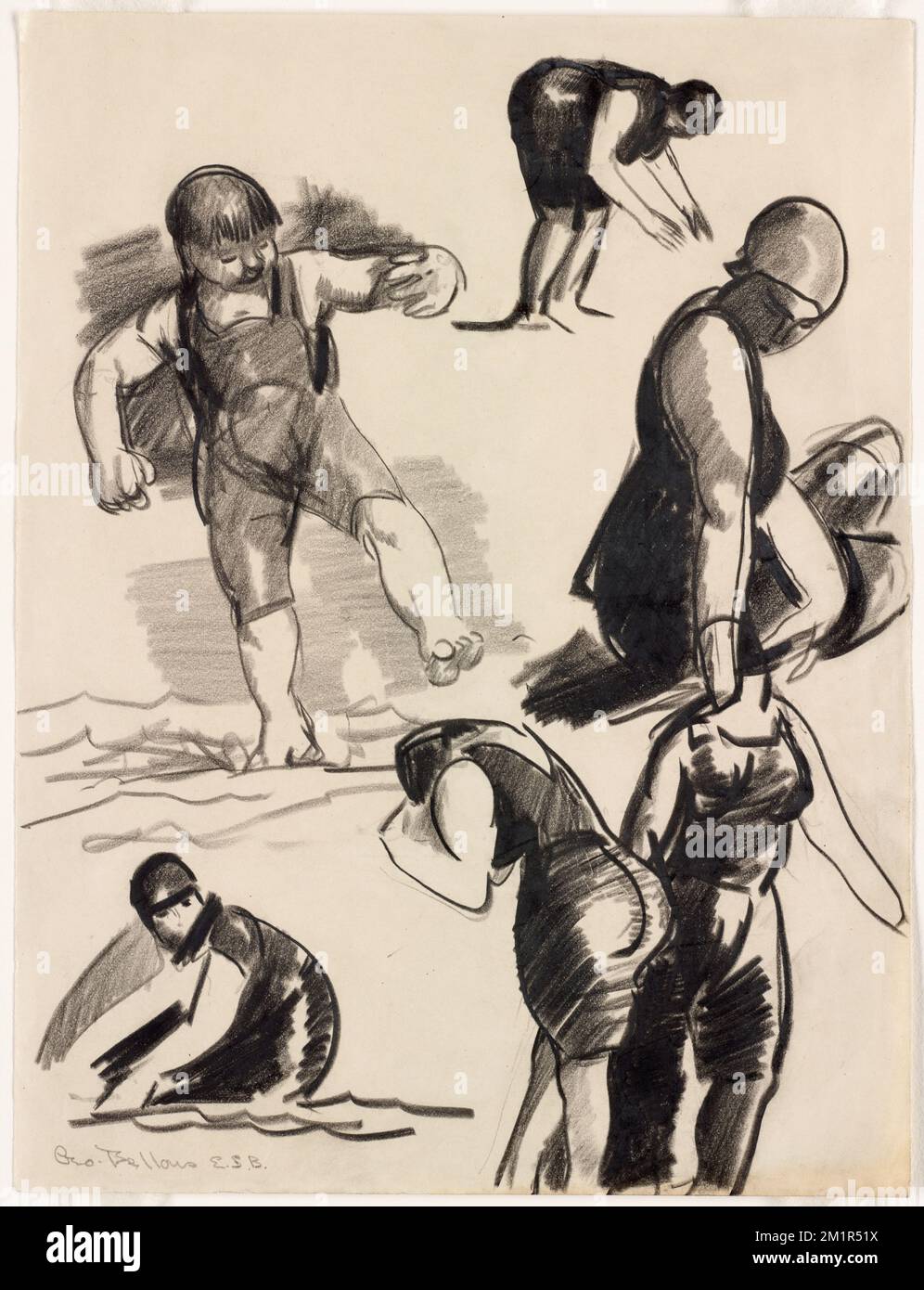 Bathing beach , Swimmers, Sunbathing. George Bellows (1882-1925 ...