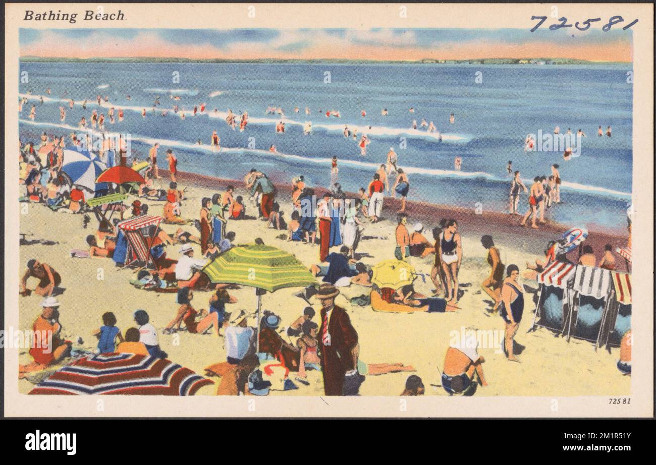 Bathing beach , Beaches, Tichnor Brothers Collection, postcards of the ...