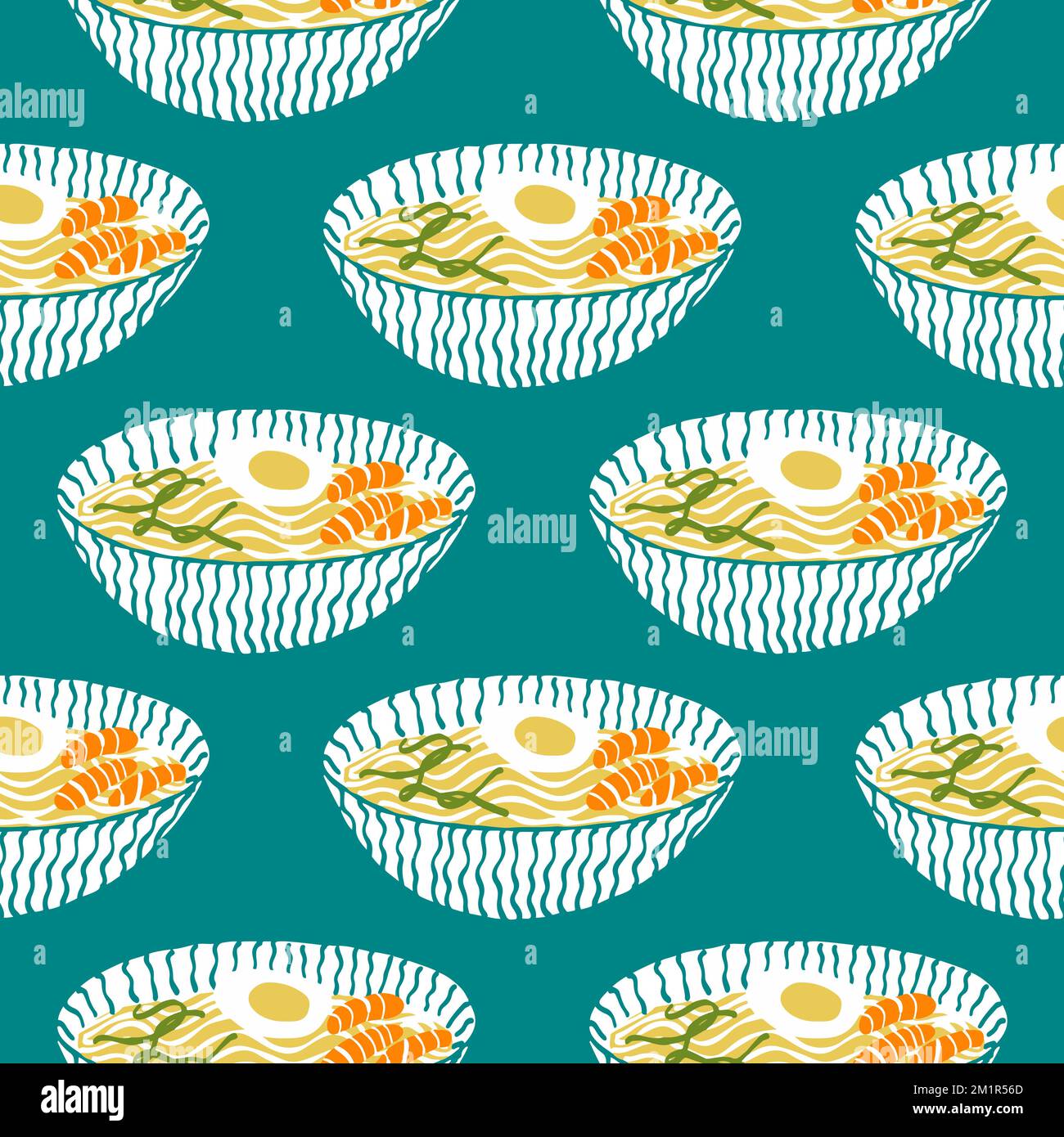 Seamless pattern with Asian food cuisine stylized soup illustration on ...