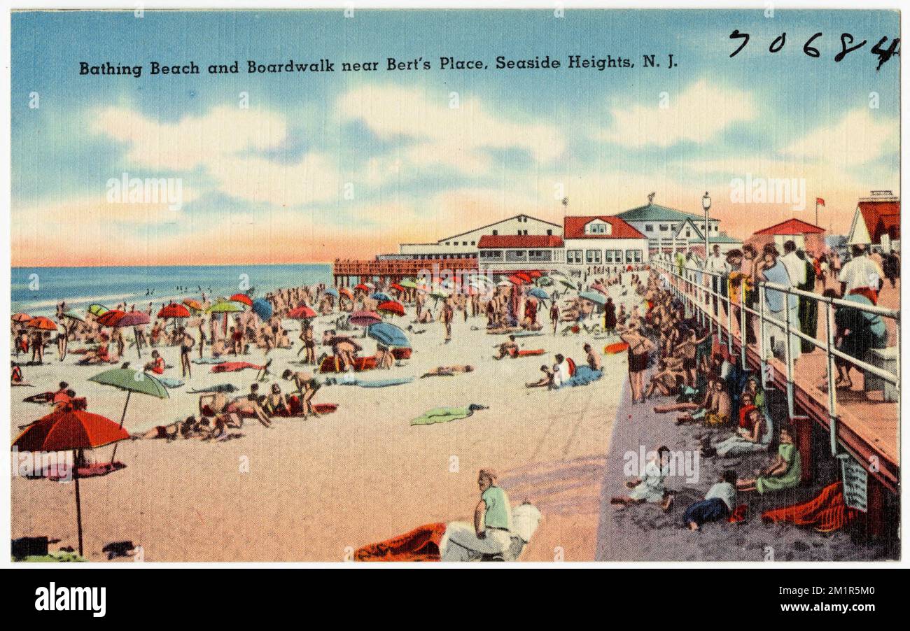 Bathing beach and boardwalk near Bert's Place, Seaside Heights, N. J ...