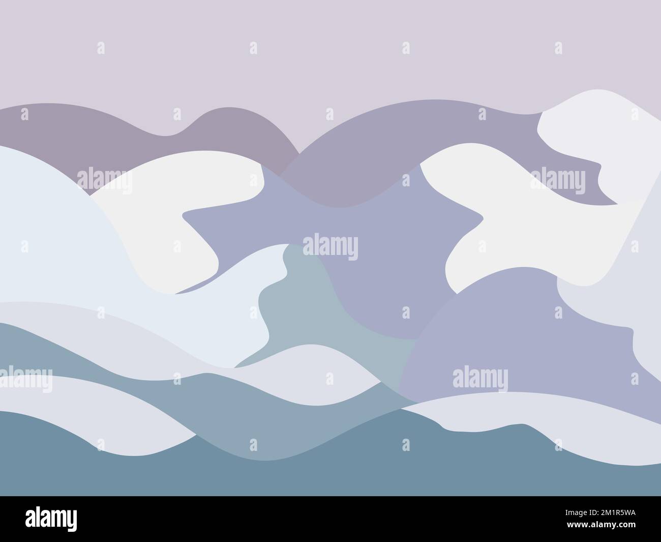Winter landscape with snowy hills. Mountain landscape in a flat style ...