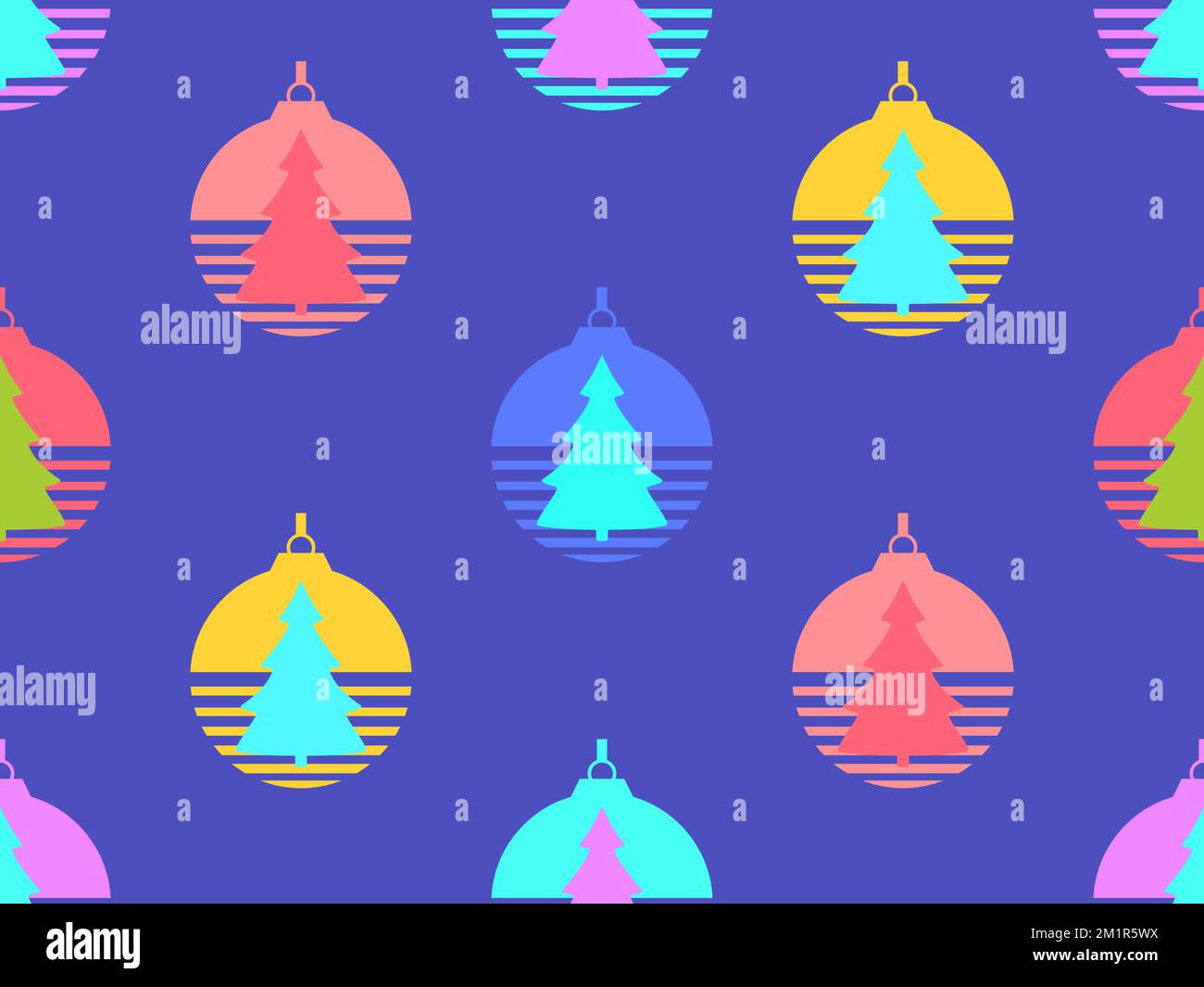 Christmas tree on the background of a Christmas tree ball in retro ...
