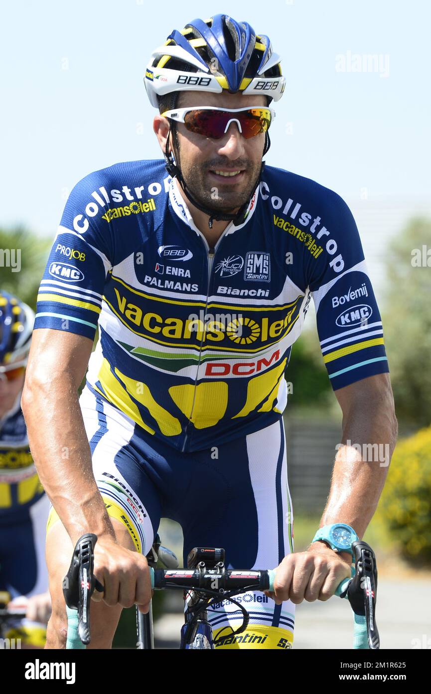 Spanish Juan Antonio Flecha of team Vacansoleil-DCM pictured before a ...