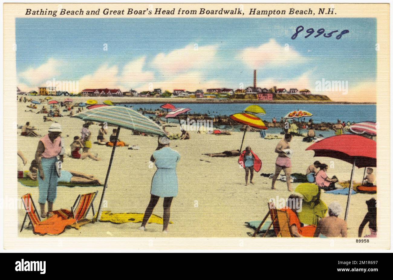 Bathing beach and Great Boar's Head from boardwalk, Hampton Beach, N.H ...
