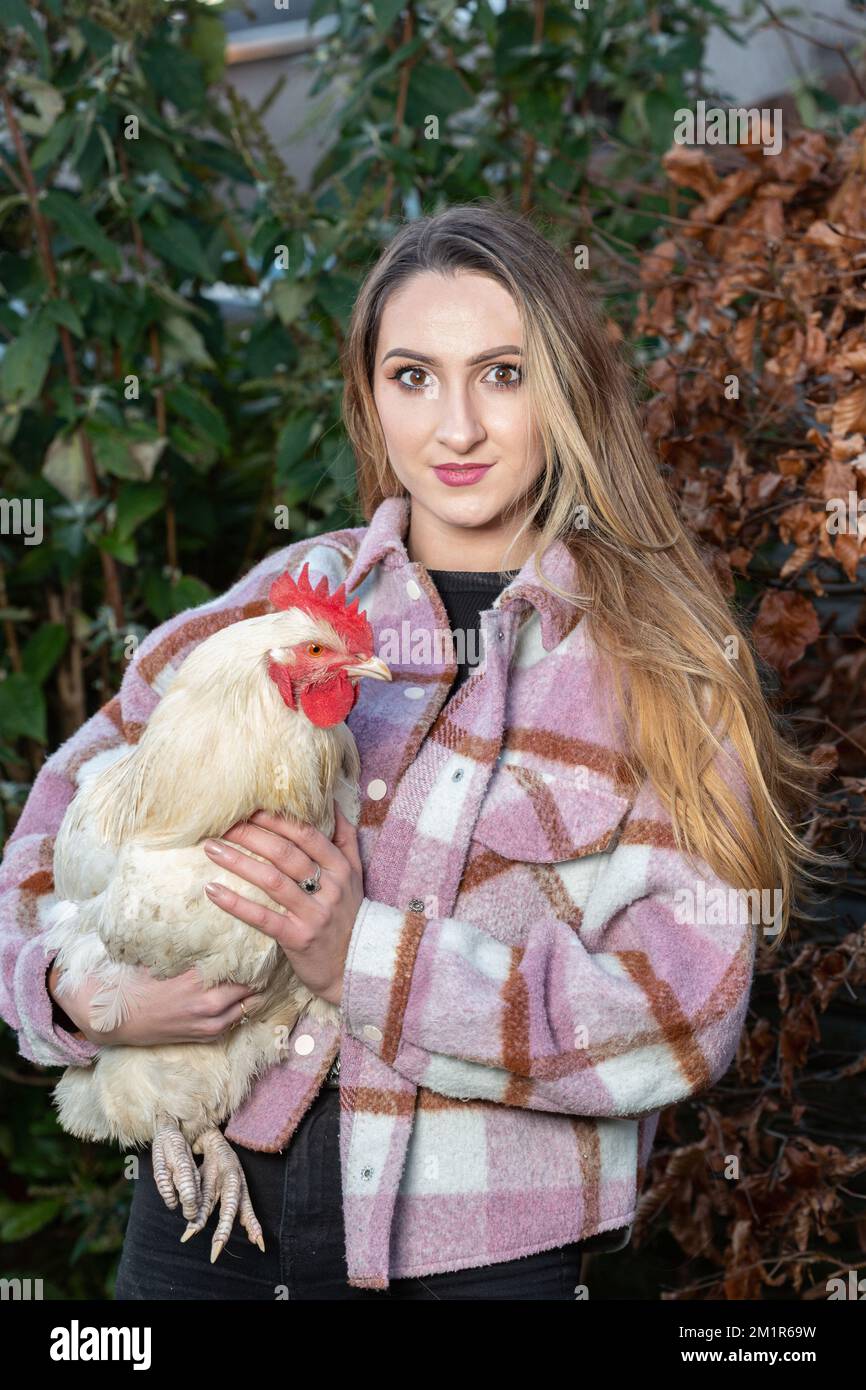 Woman holding rooster hi-res stock photography and images - Alamy