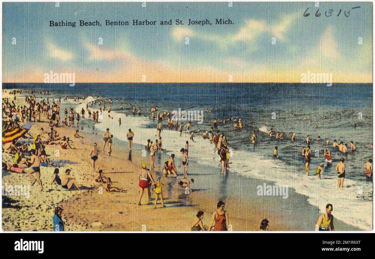 Bathing Beach, Benton Harbor and St. Joseph, Mich. , Beaches, Tichnor ...